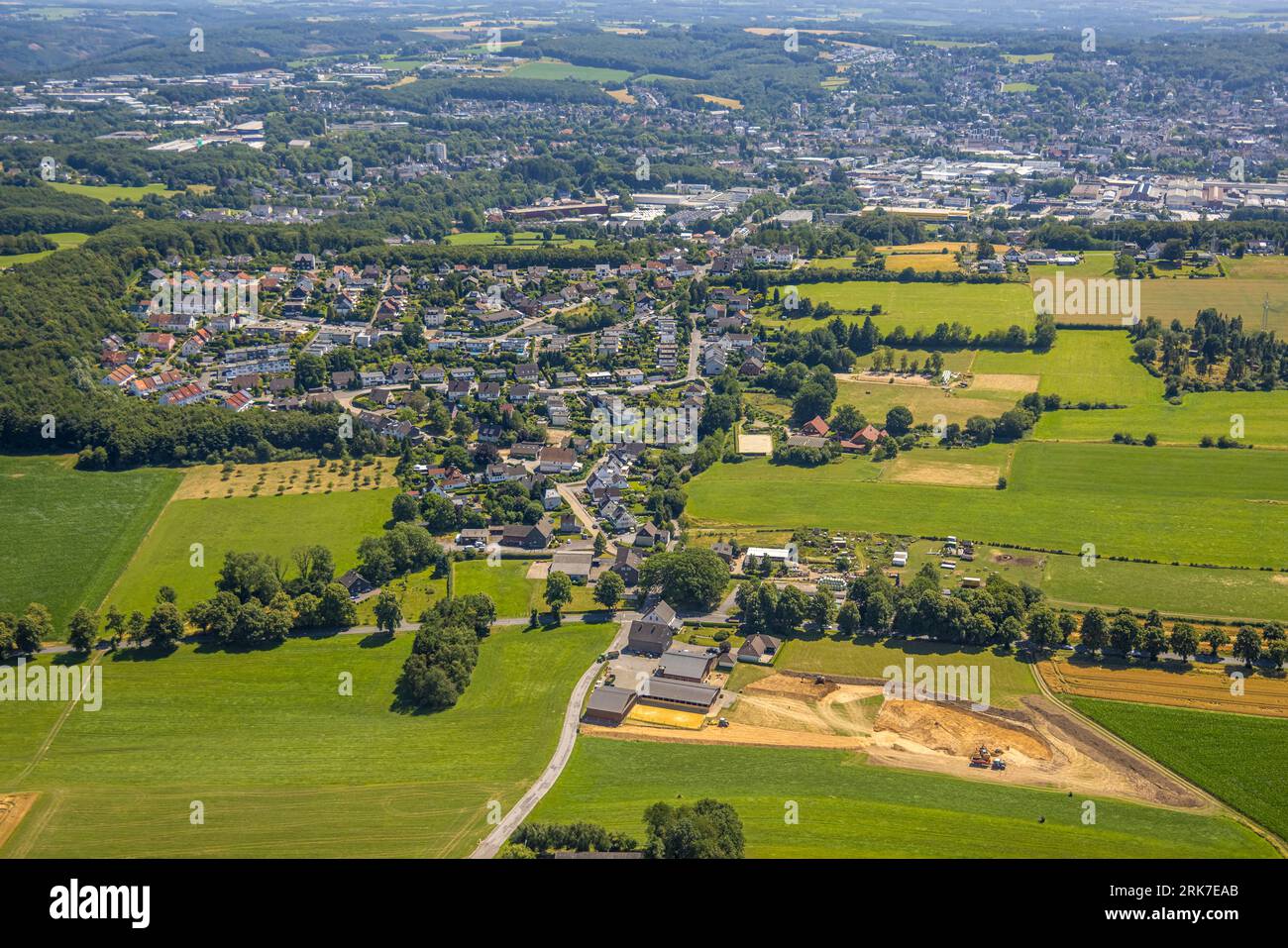 Aerial view, village view Linderhausen, Schwelm, Ruhr area, North Rhine ...