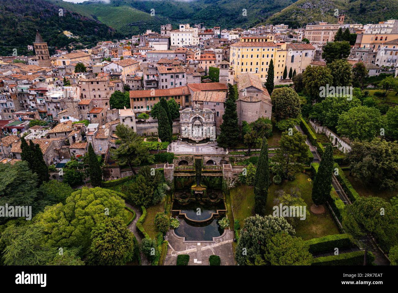 An aerial view of the beautiful small Italian city of Tivoli Stock ...
