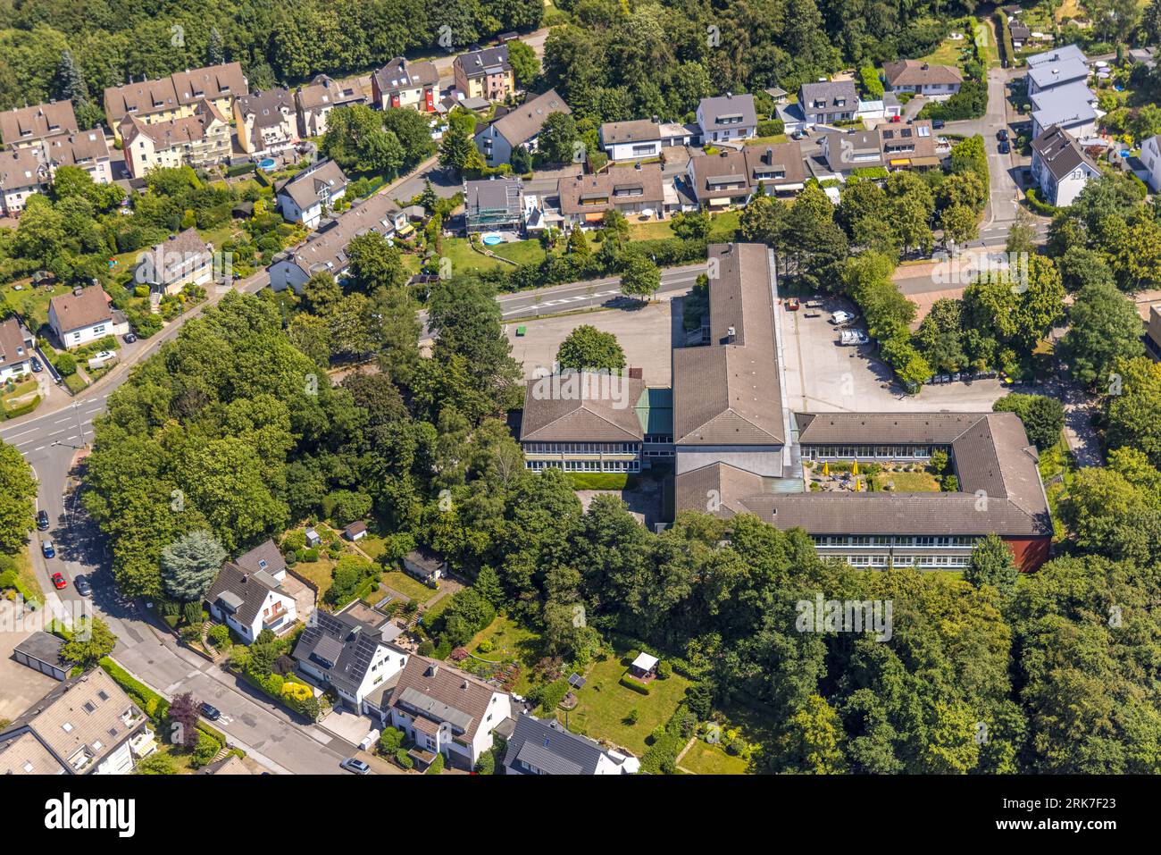 Aerial view, Dietrich Bonhoeffer Realschule, Schwelm, Ruhr area, North ...