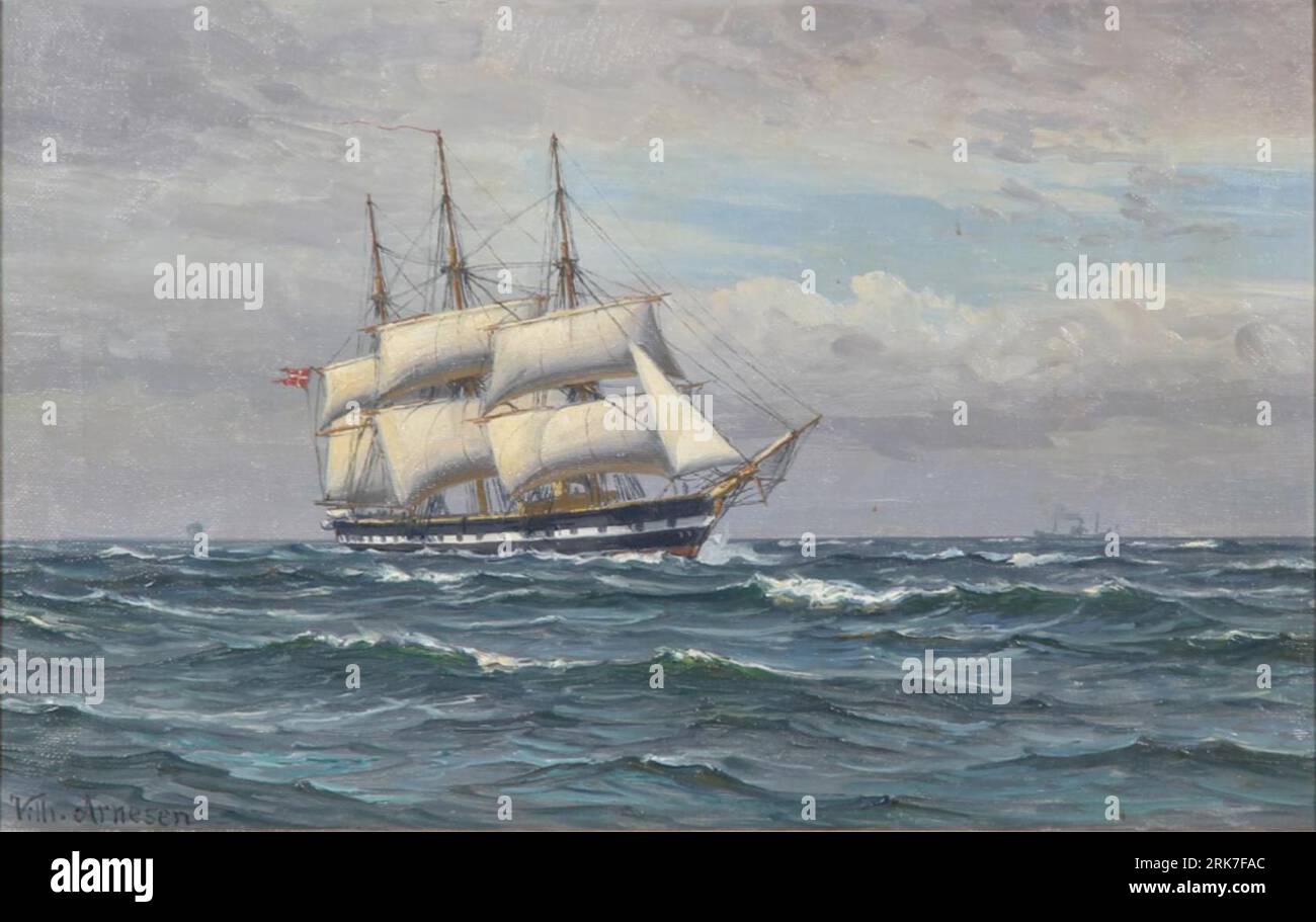 The frigate Jylland at sea. between 1883 and 1948 by Vilhelm Arnesen ...