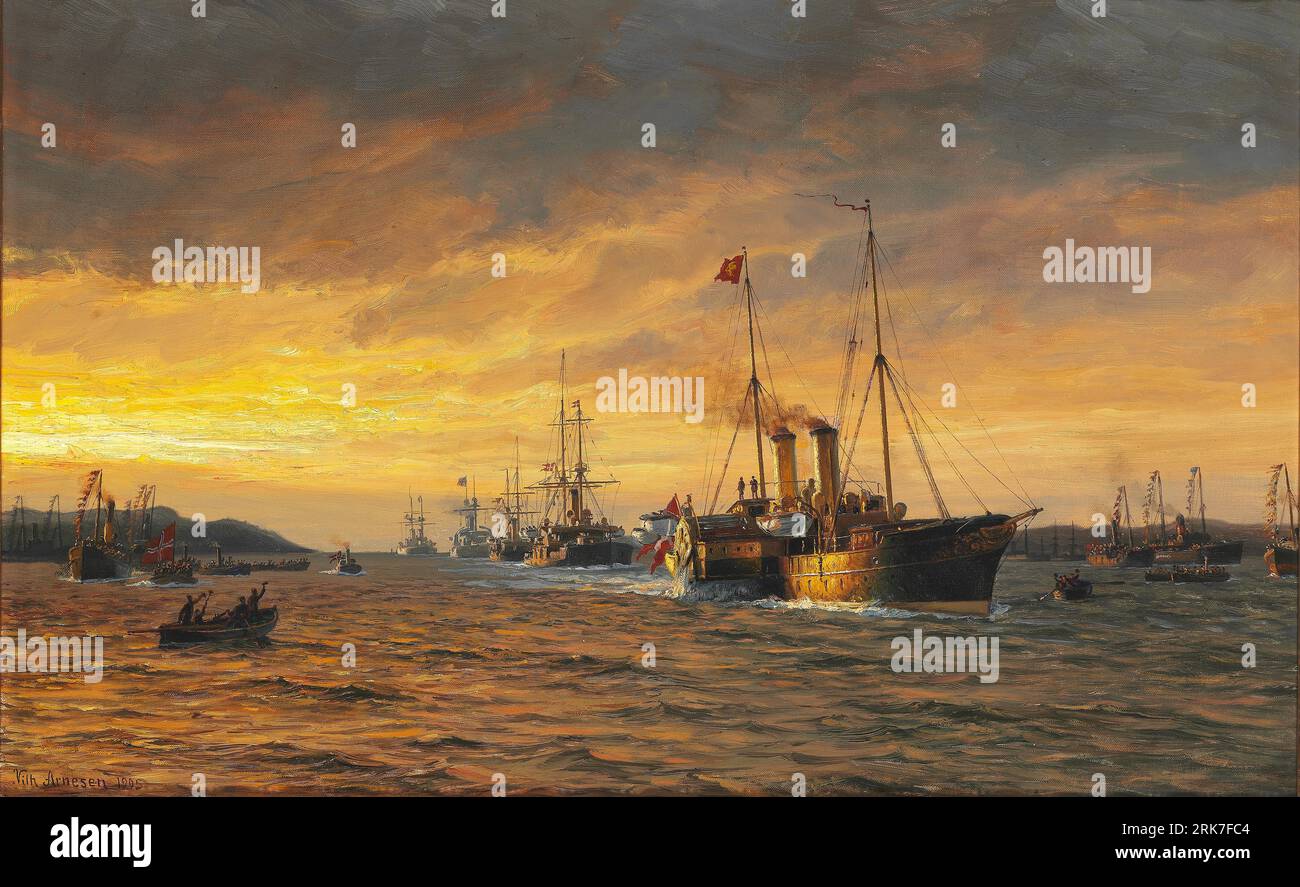 Prince Carl and Princess Maud arriving in the Oslofjord as King Haakon ...