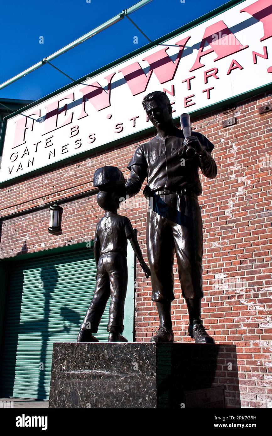 A vertical of the statue of Ted Williams at Fenway Park Stock Photo - Alamy