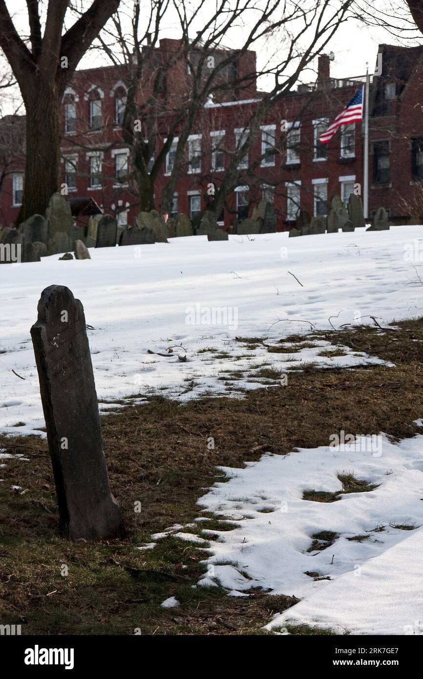 A vertical of the historic Granary Cemetery in Boston Stock Photo - Alamy