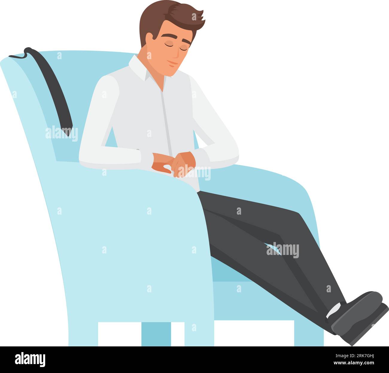 Office employee man sleeping in armchair. Businessman relaxing break ...