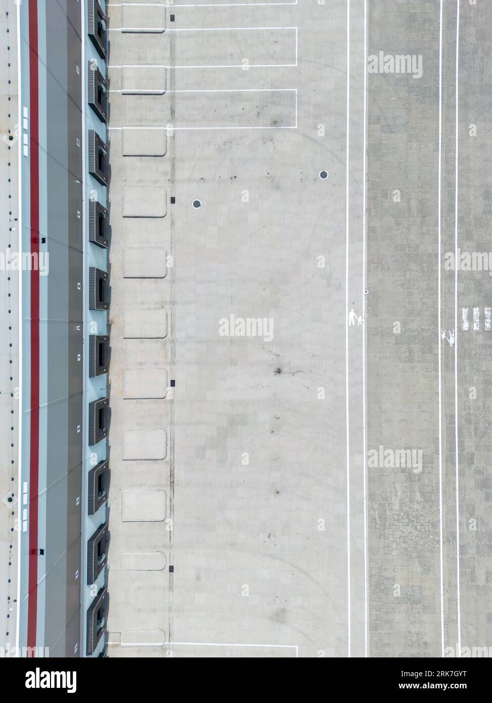 An aerial view of a large warehouse complex in the evening Stock Photo ...