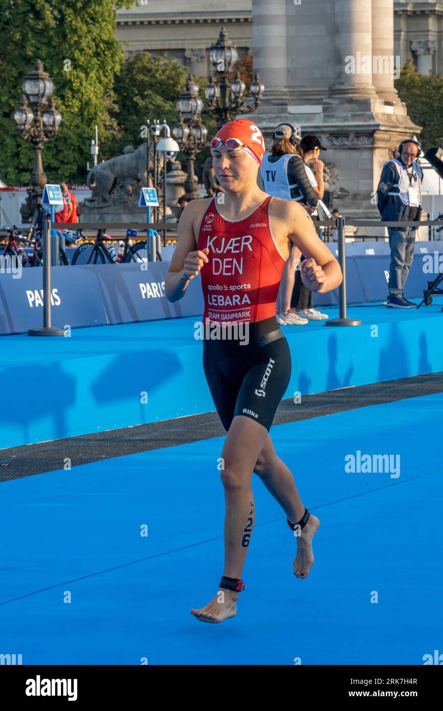 Paris, France - 08 17 2023: Paris 2024 triathlon test event. Parade of ...