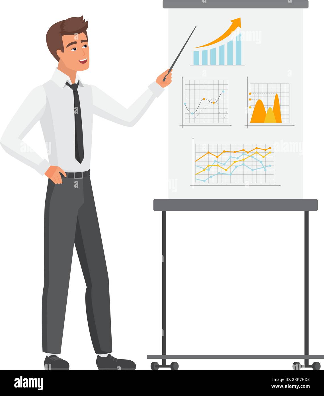 Office employee man having presentation. Businessman presenting report ...