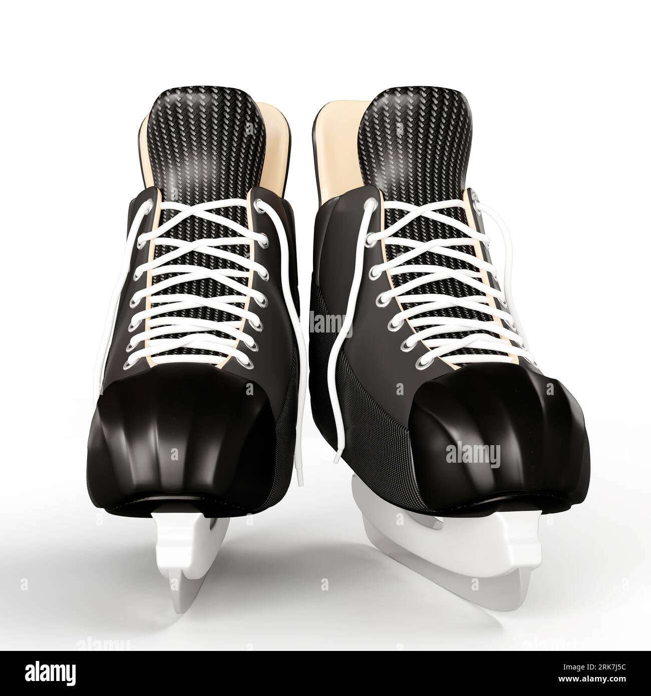 A high-resolution picture of a pair of white laced ice skates, ready ...