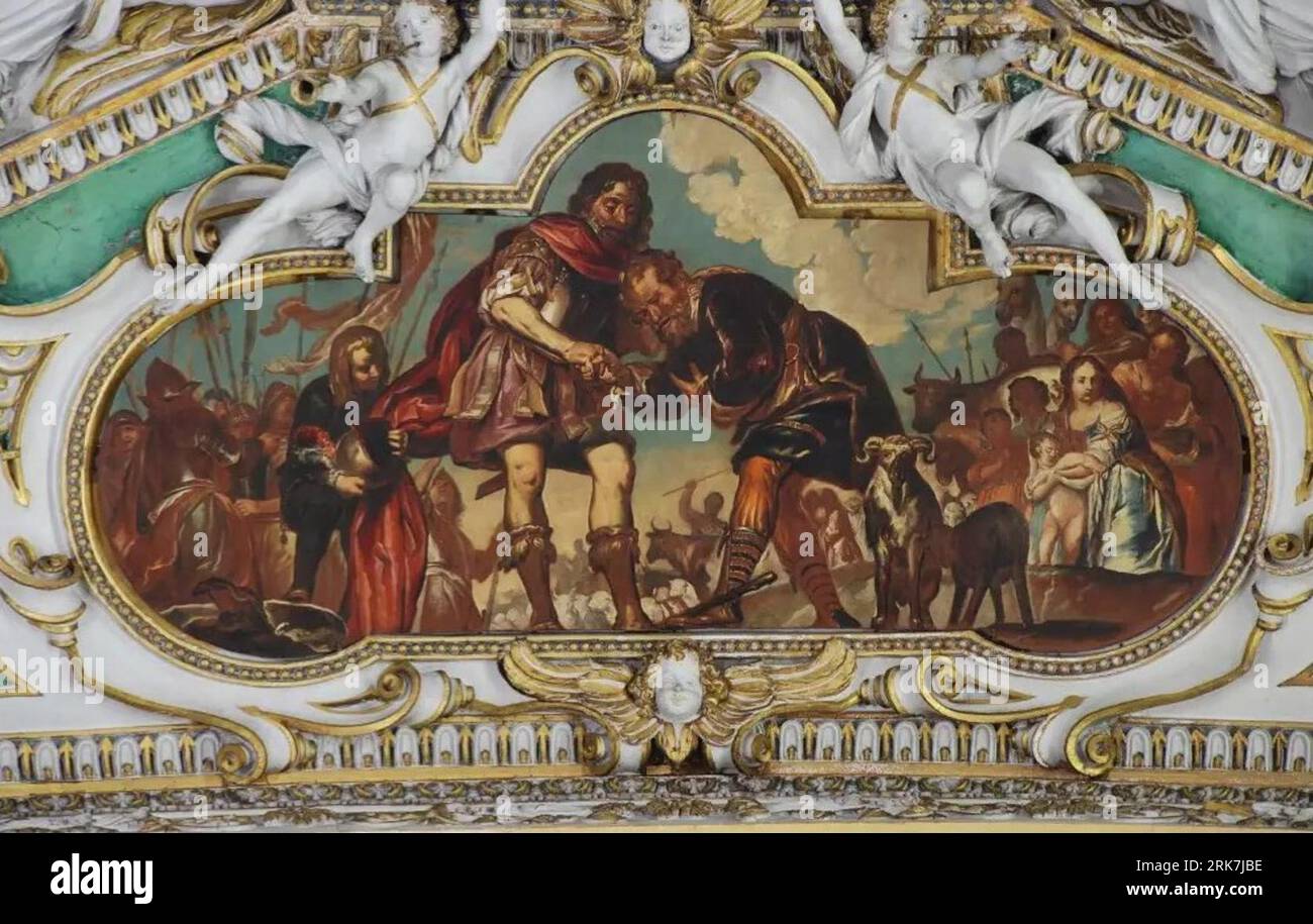 Abraham and Abimelech circa 1658 by Jan de Herdt Stock Photo - Alamy