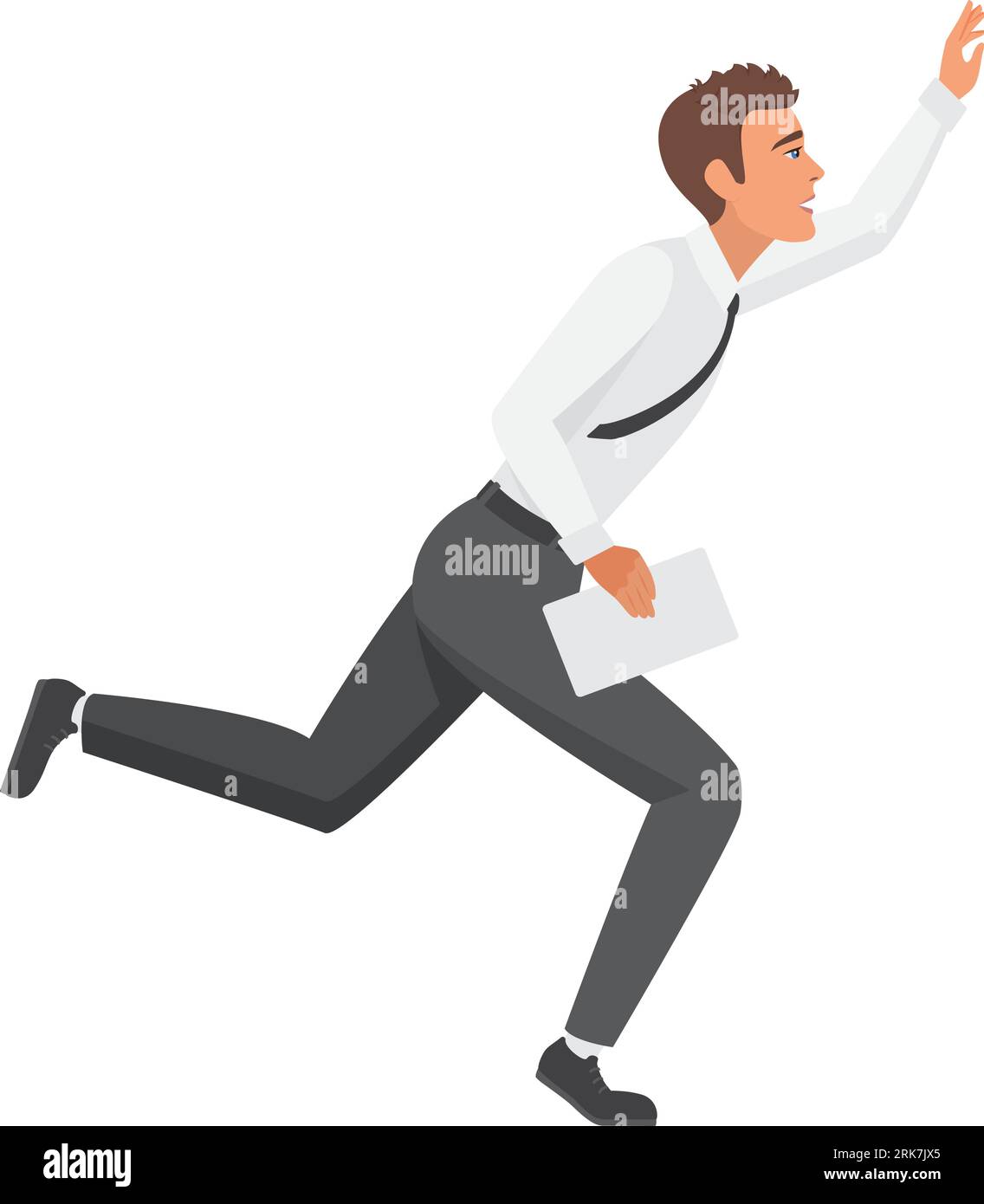 Running office employee man. Businessman in a hurry, late on meeting vector illustration Stock ...