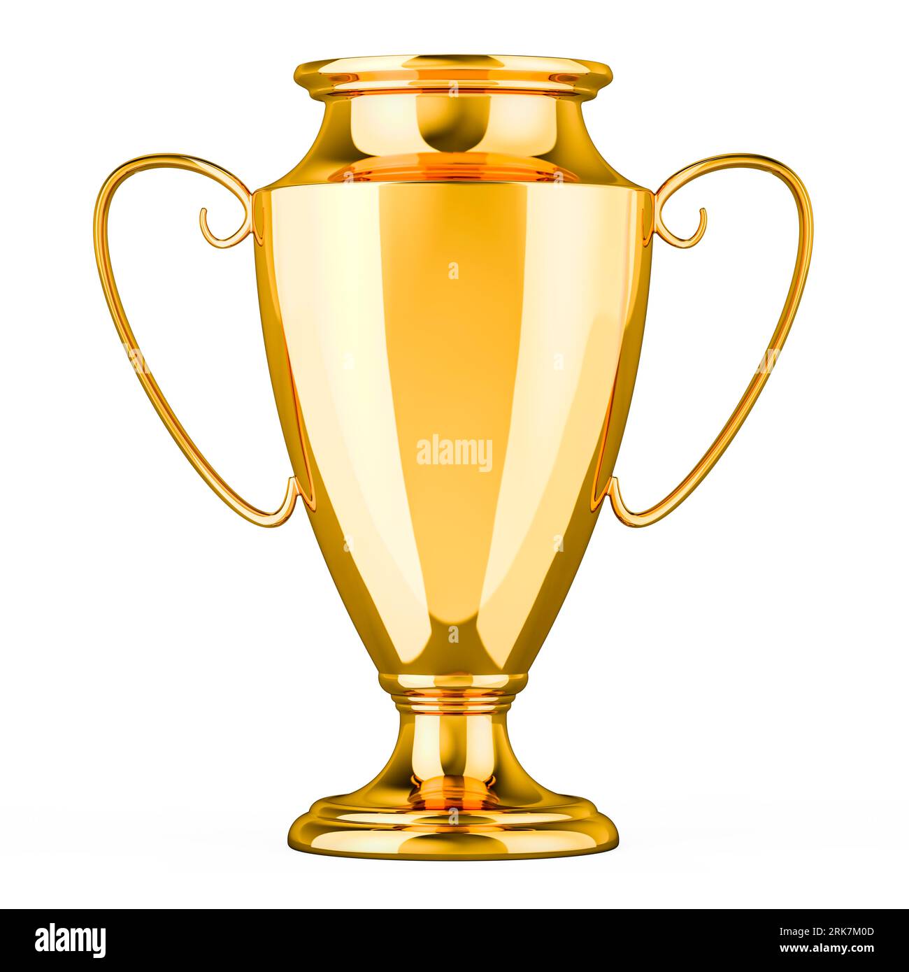 Gold trophy cup award, side view. 3D rendering isolated on white ...