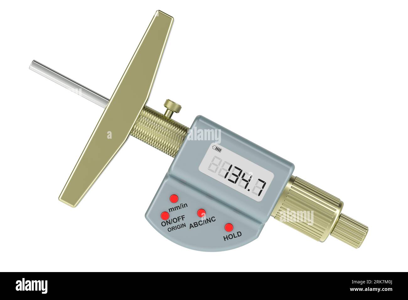Digital Depth Micrometer, closeup. 3D rendering isolated on white ...
