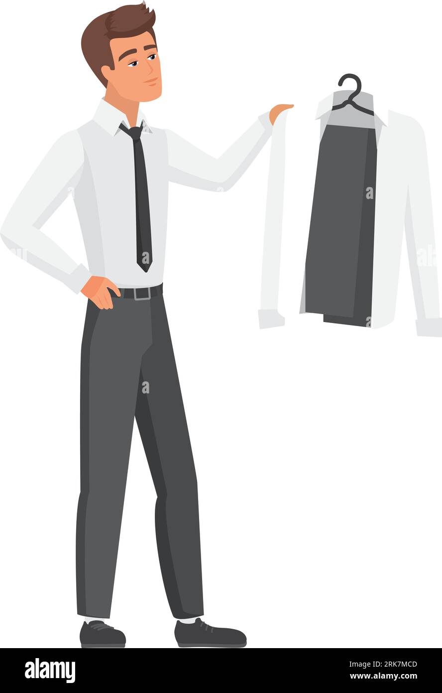 Office employee man choose shirt. Manager choose business outfit vector ...