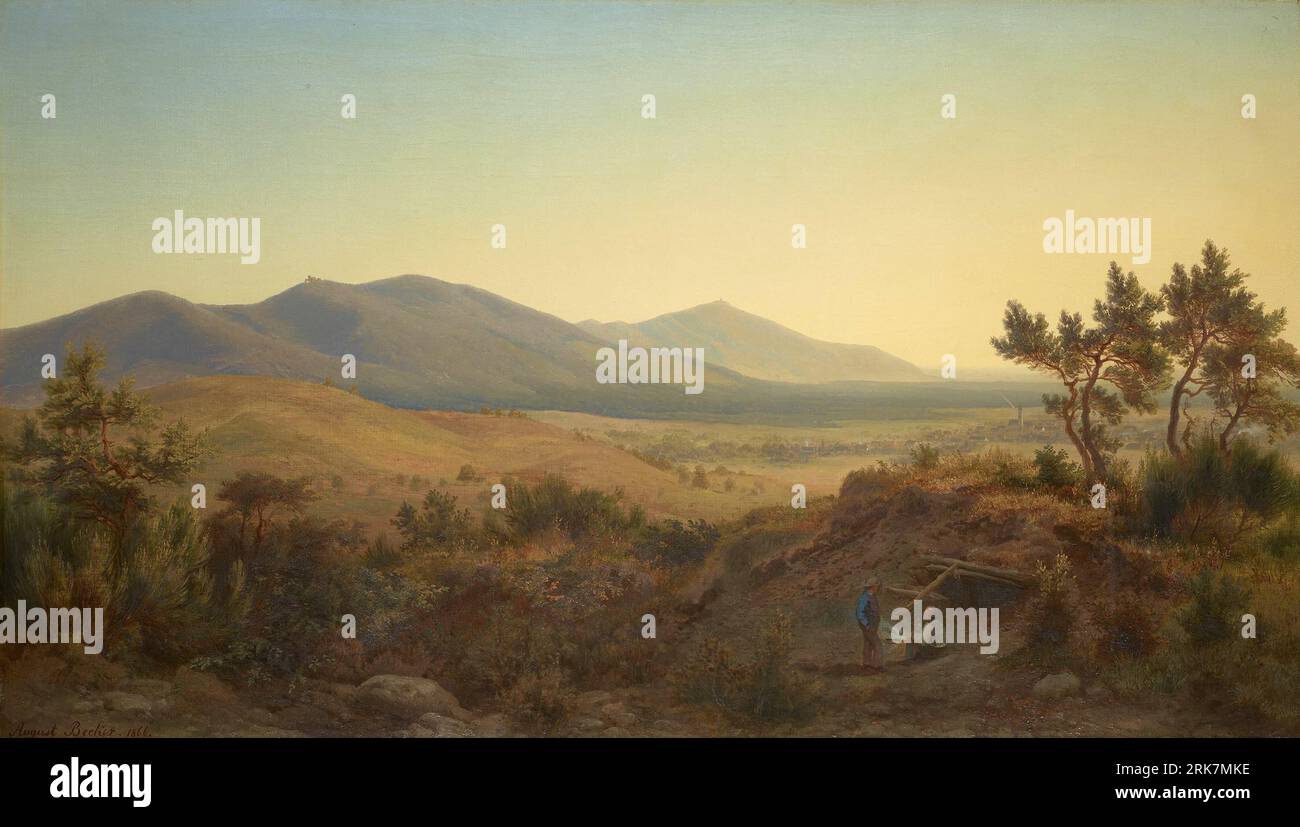 A View of Melibokus and The Bergstrasse 1866 by August Becker Stock ...