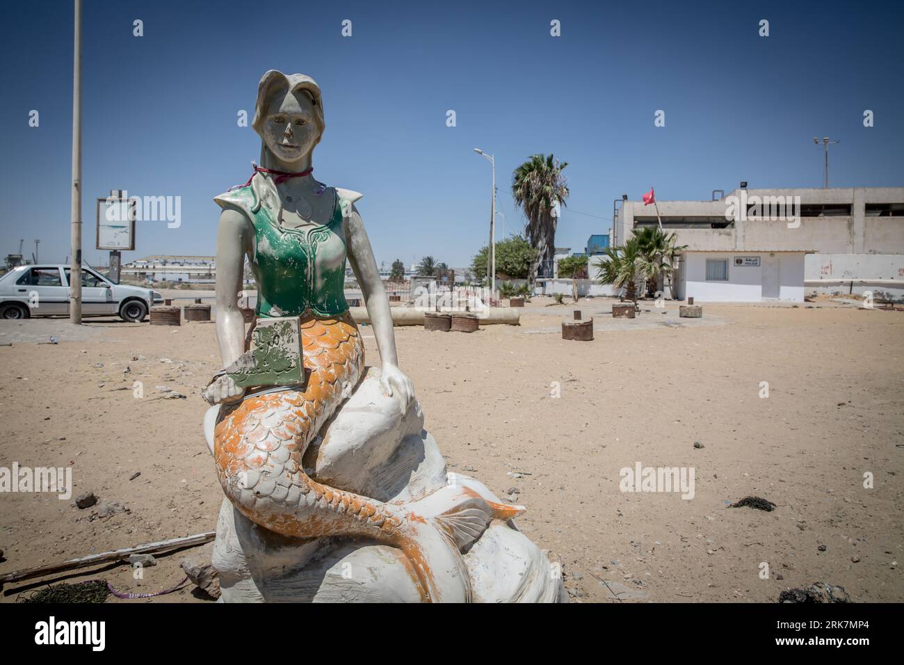 Sfax, Tunisia. 06th Aug, 2023. A statue of a mermaid on the beach of ...