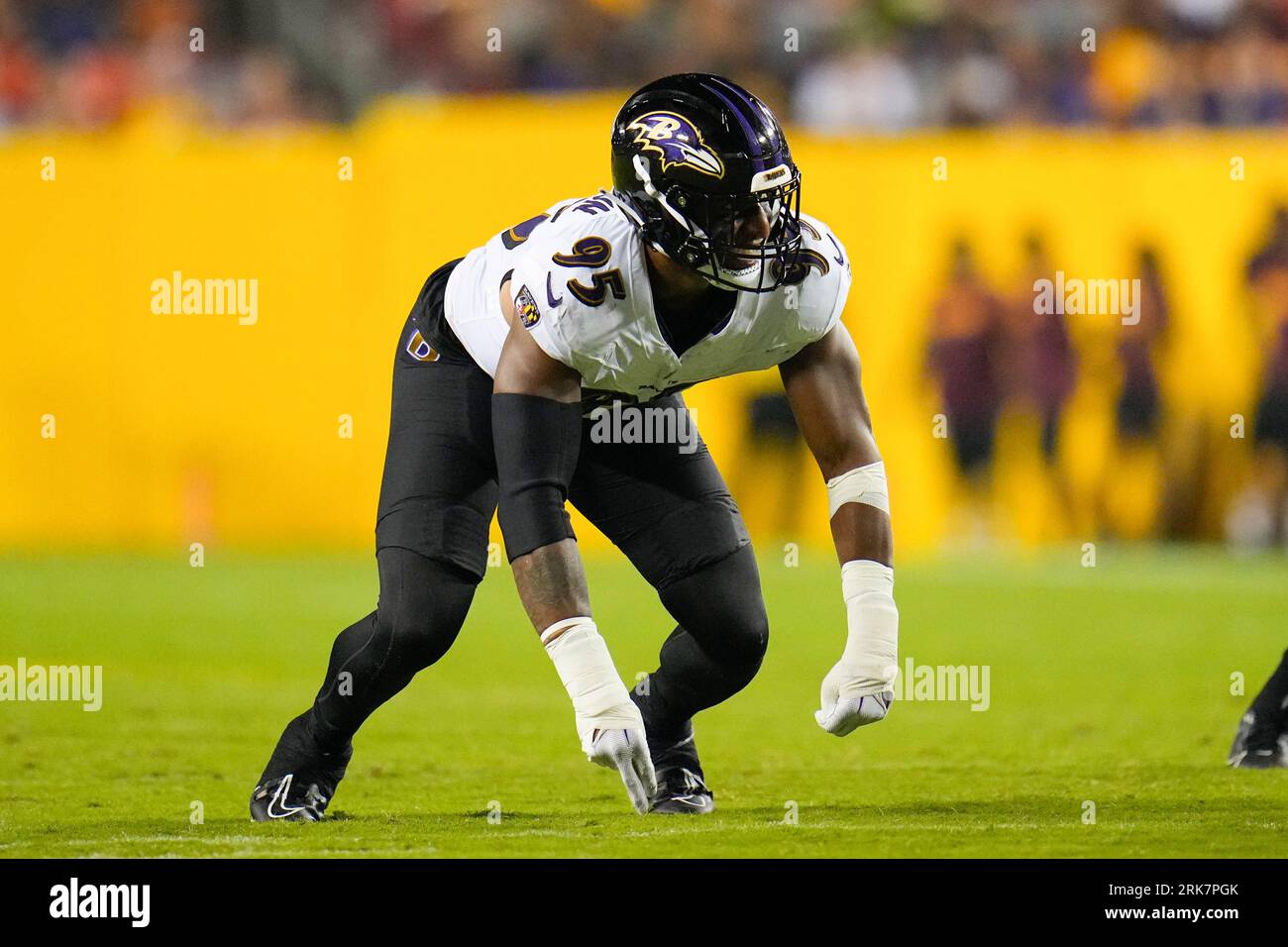 Baltimore Ravens linebacker Tavius Robinson prepares for a play during ...