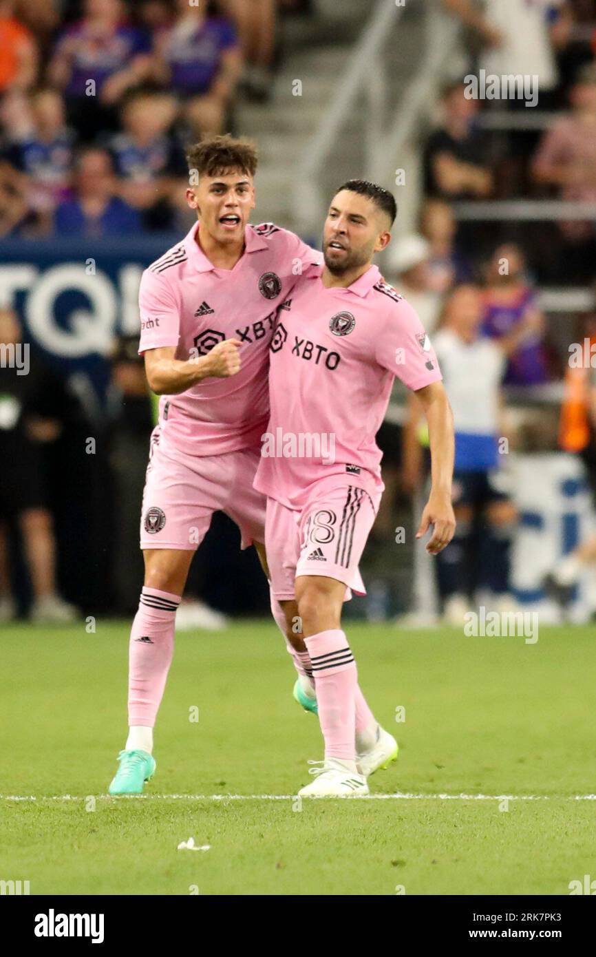 August 23, 2023: Inter Miami CF's Noah Allen (left) and Jordi Alba ...
