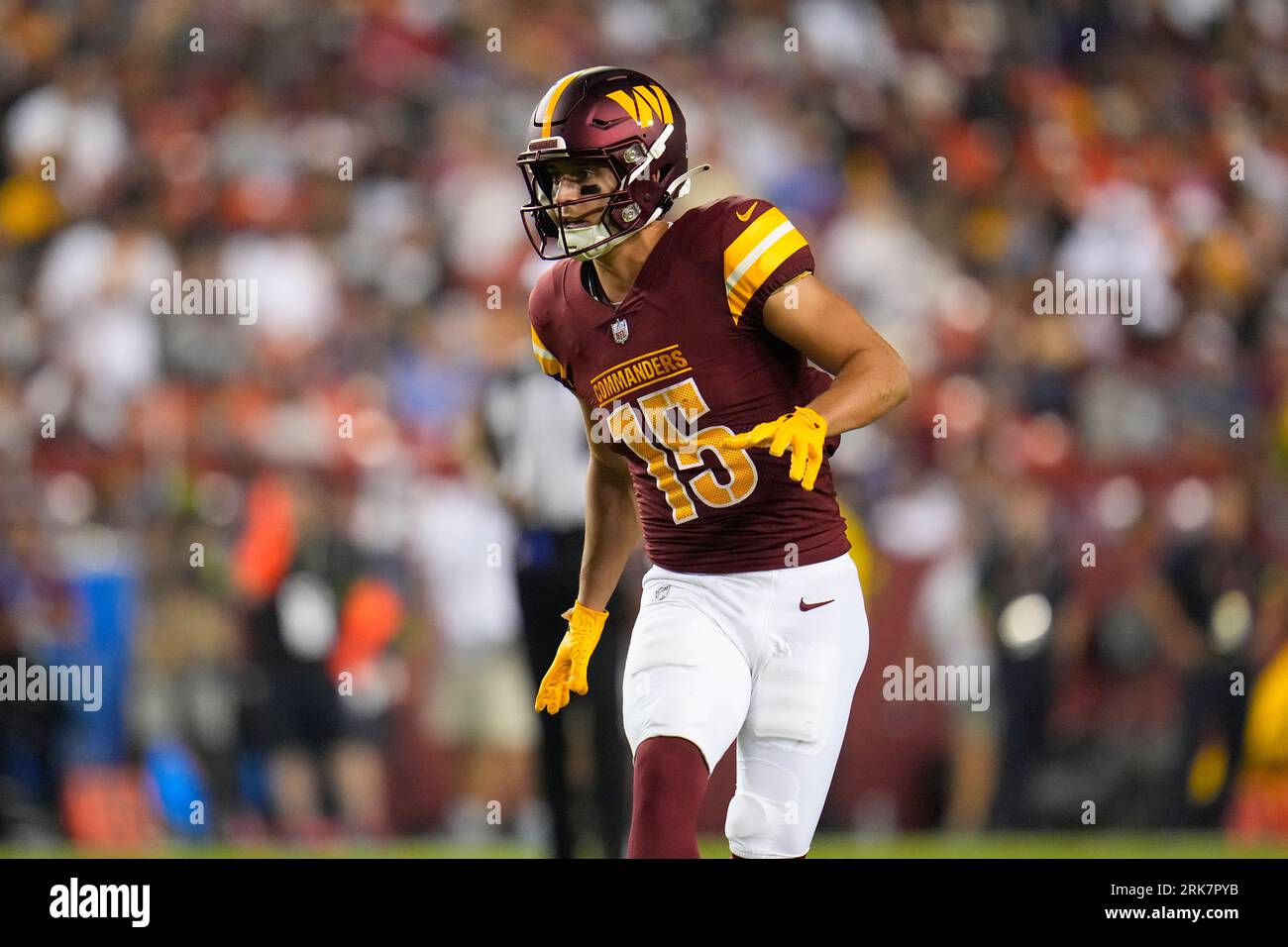 Washington Commanders wide receiver Dax Milne runs a route during the ...