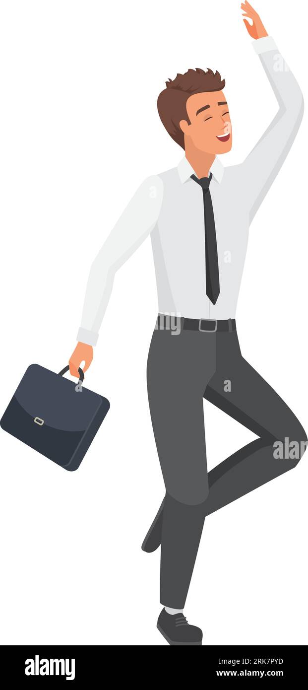 Happy office employee man. Successful businessman in excited pose ...