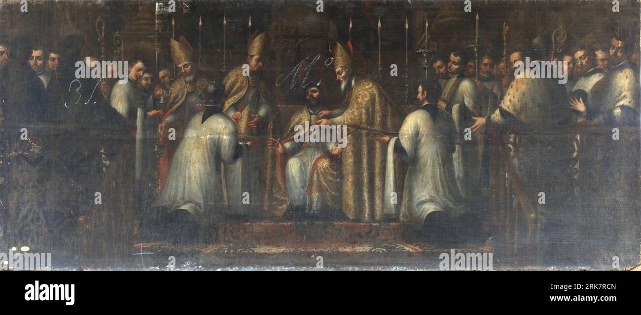 San Agustín discutiendo con el maniqueo Fortunato between circa 1663 ...