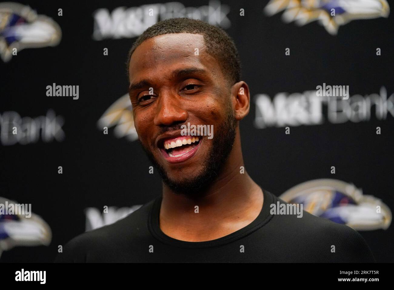Baltimore Ravens quarterback Josh Johnson talks to reporters following ...
