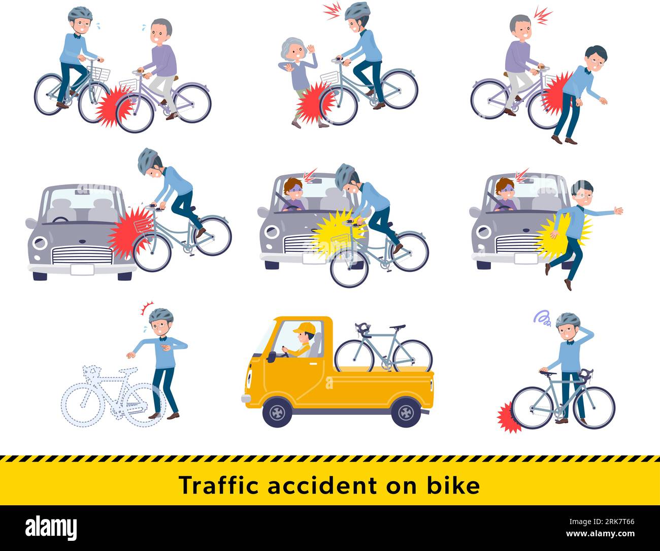 A set of dad in a bicycle accident.It's vector art so easy to edit ...