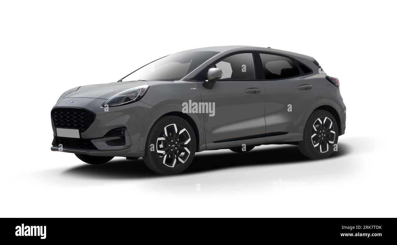 Ford Puma ST crossover car, side view isolated on white background ...