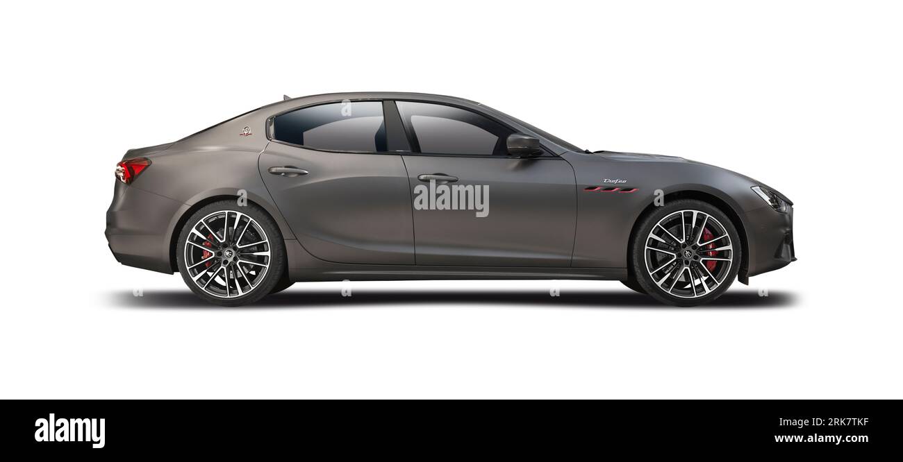 Maserati Trofeo executive car, side view isolated on white background ...