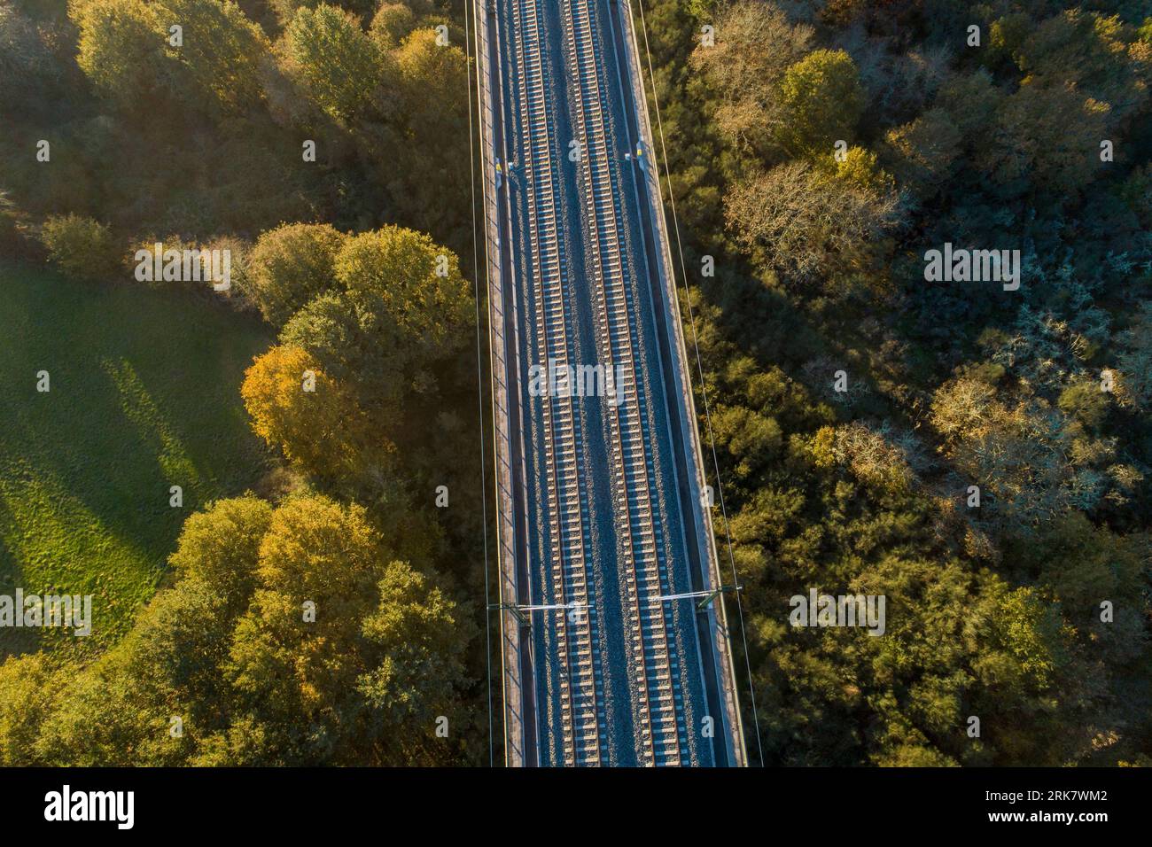 drone aerial view of a high speed rail viaduct Stock Photo - Alamy