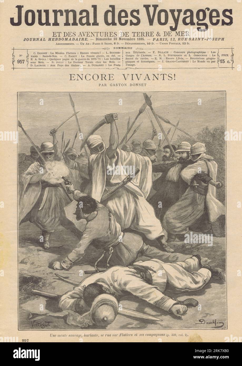 massacre of Flatters expeditioin, Journal des voyages 1895,engraver ...