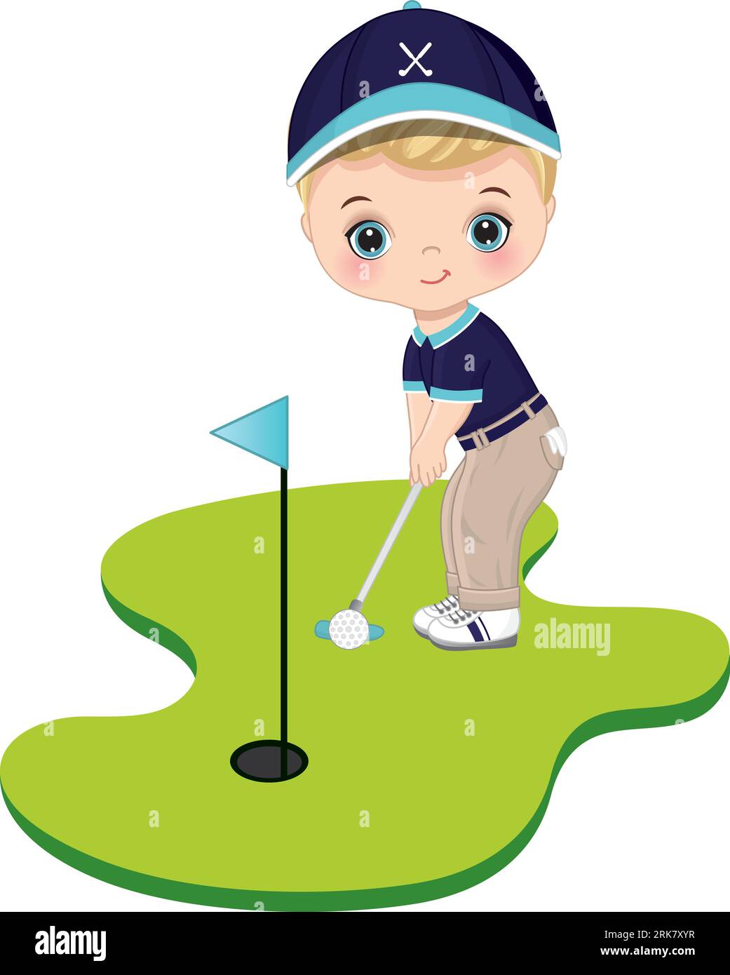 Vector Cute Little Boy Playing Golf Stock Vector Image & Art - Alamy