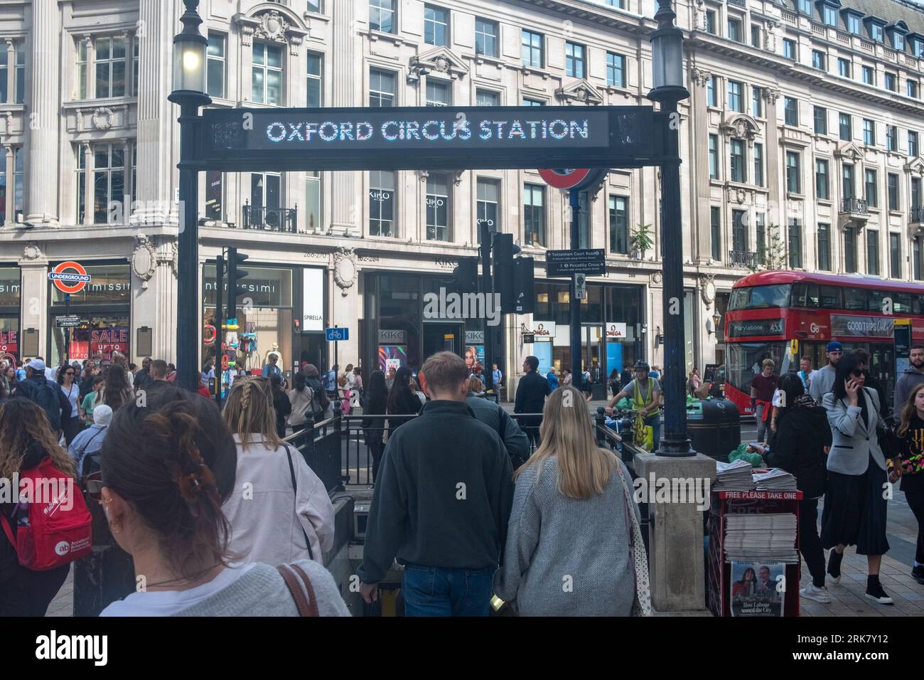 LONDON- JULY 25, 2023: Shoppers at Oxford Circus, underground station ...