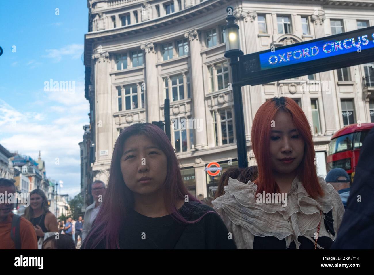 LONDON- JULY 25, 2023: Shoppers at Oxford Circus, underground station ...