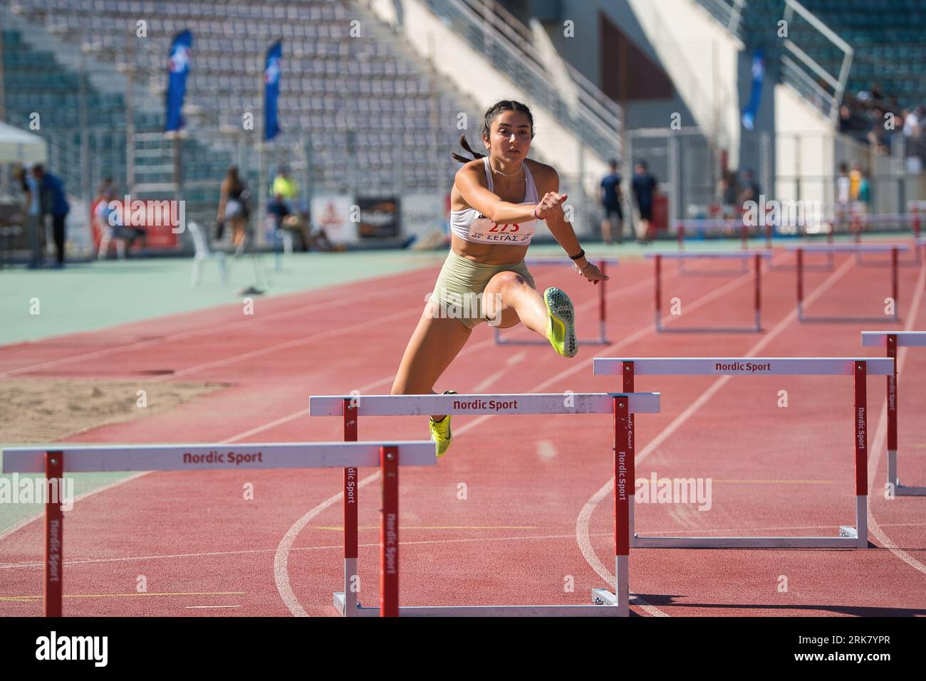 The female hurdlers show off their agility and strength at the Greek ...
