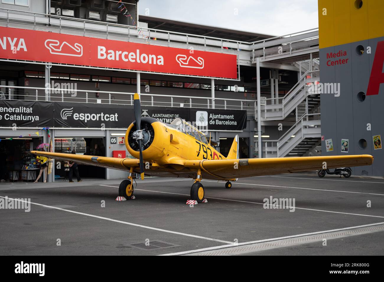 Front view of the Spanish Air Force plane North American Aviation T-6 ...