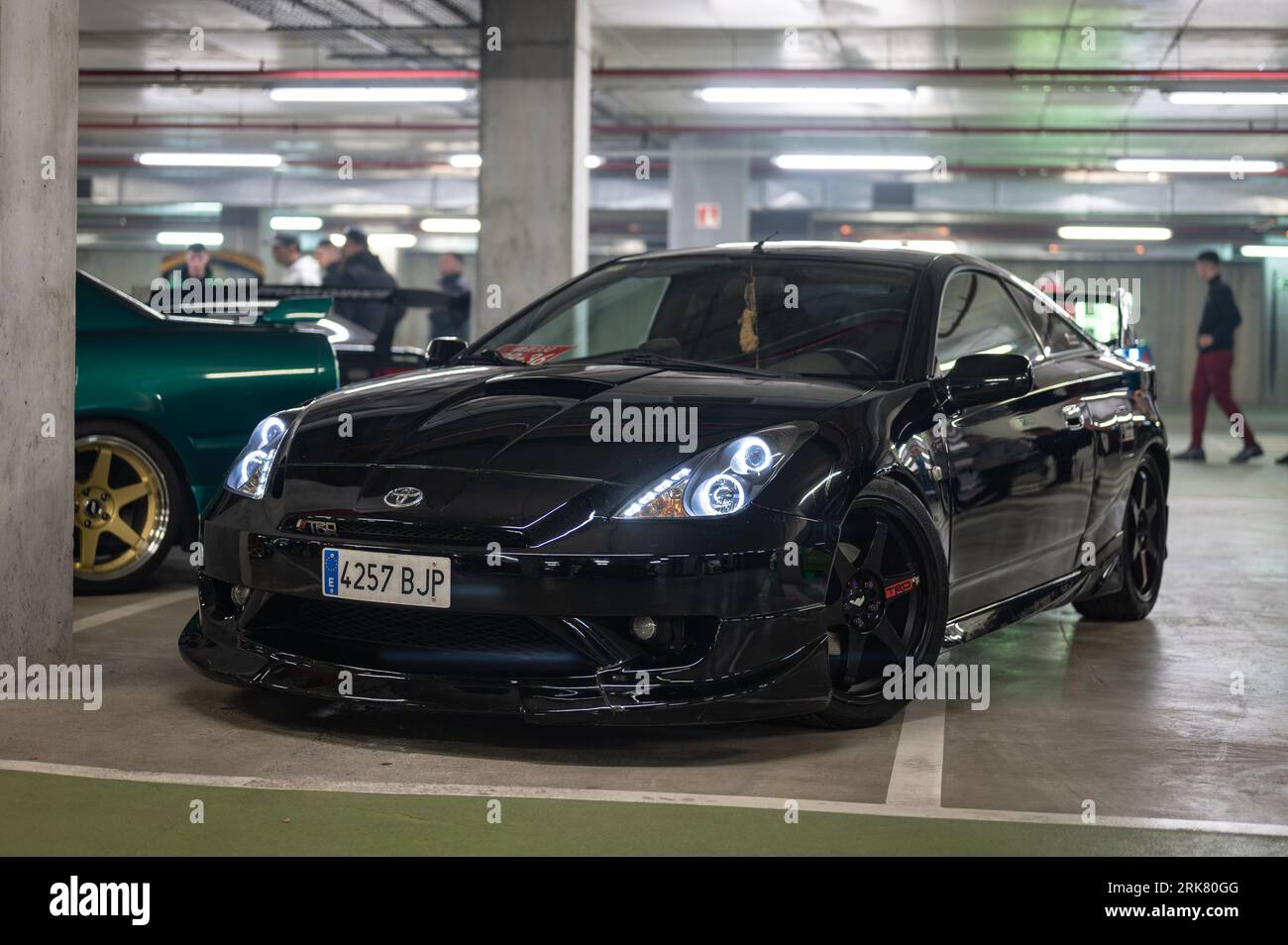 Front view of a black Japanese Toyota Celica sports car parked at the ...