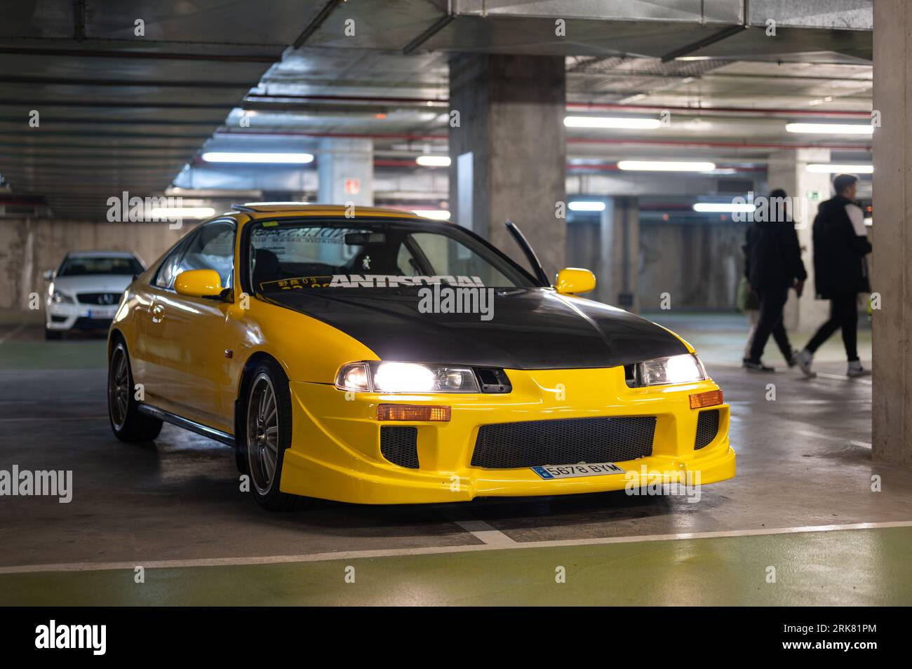 honda prelude fourth generation yellow modified tuned Stock Photo - Alamy