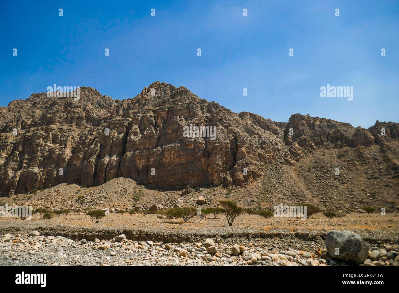 The mountains of Ras Al-Khaimah under the blue sky, RAK, Middle East ...