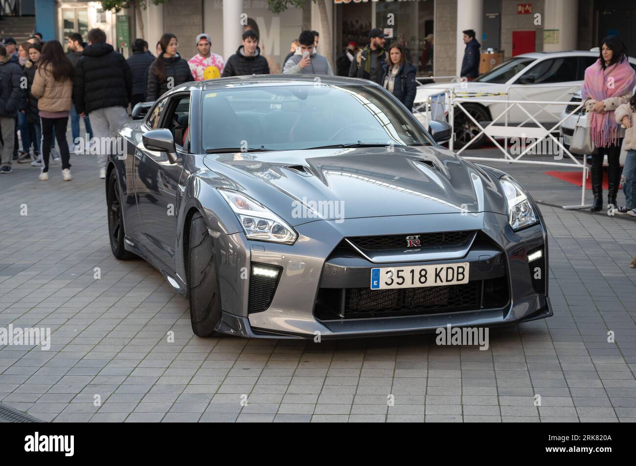 Detail of a gray Nissan Skyline GTR R35 parked in the street Stock ...