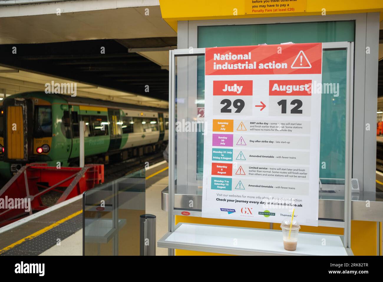LONDON- 3rd AUGUST 2023: National Industrial Action information sign at ...