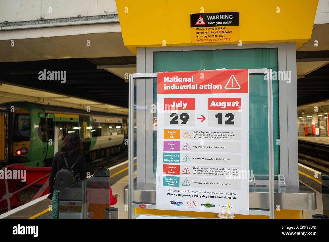 LONDON- 3rd AUGUST 2023: National Industrial Action information sign at ...