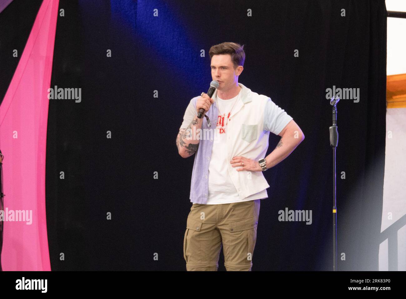Comedian Ed Gamble performing at the Latitude Festival Stock Photo - Alamy