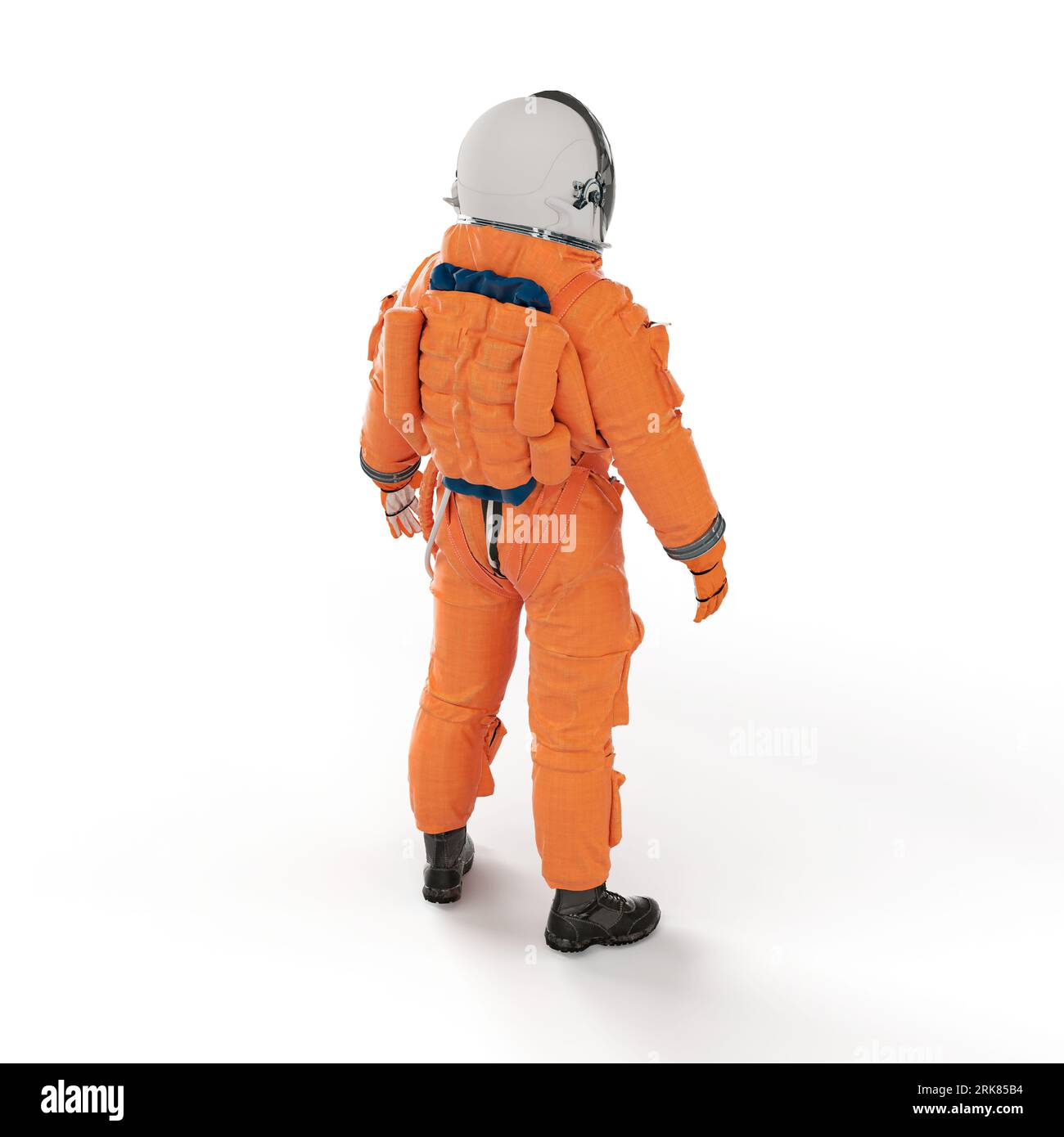 A a 3d illustration ofmodern astronaut wearing an orange colored space ...