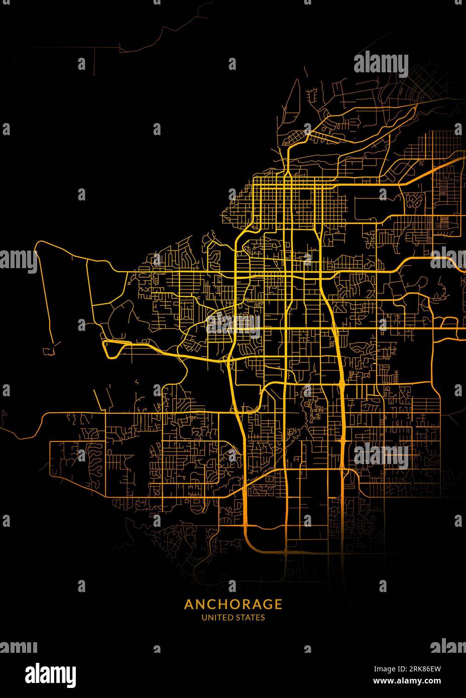 A vector illustration of Anchorage, USA, featuring a map of the city ...