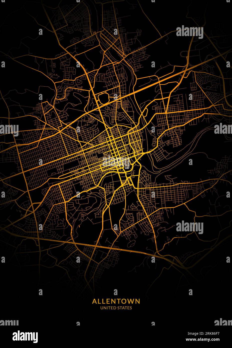 A vector illustration of Allentown, Texas, USA, featuring a map of the ...