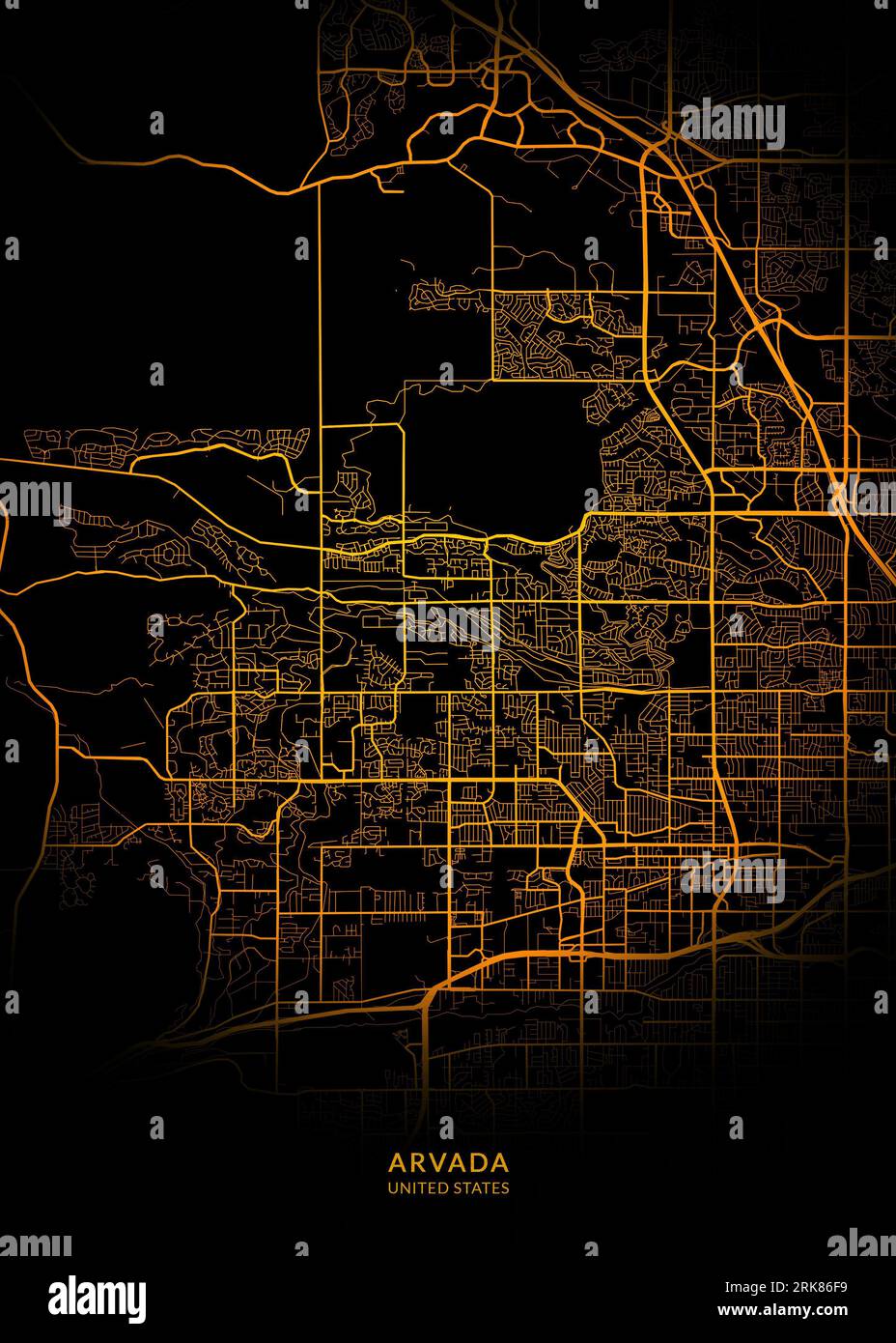 A vector illustration of Arvada, USA, featuring a map of the city with ...