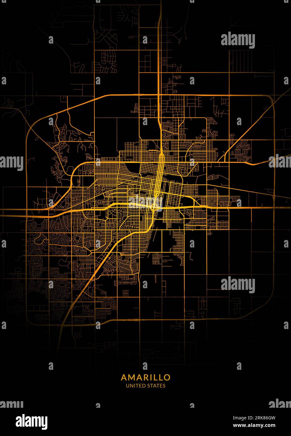 A vector illustration of Amarillo, USA, featuring a map of the city ...