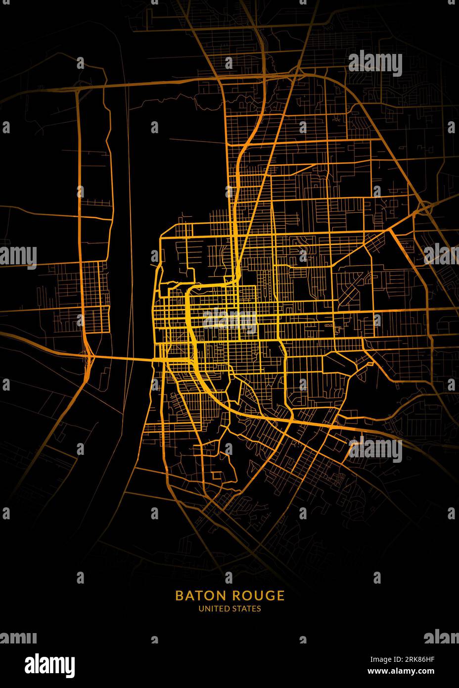 A vector illustration of Baton Rouge, USA, featuring a map of the city ...