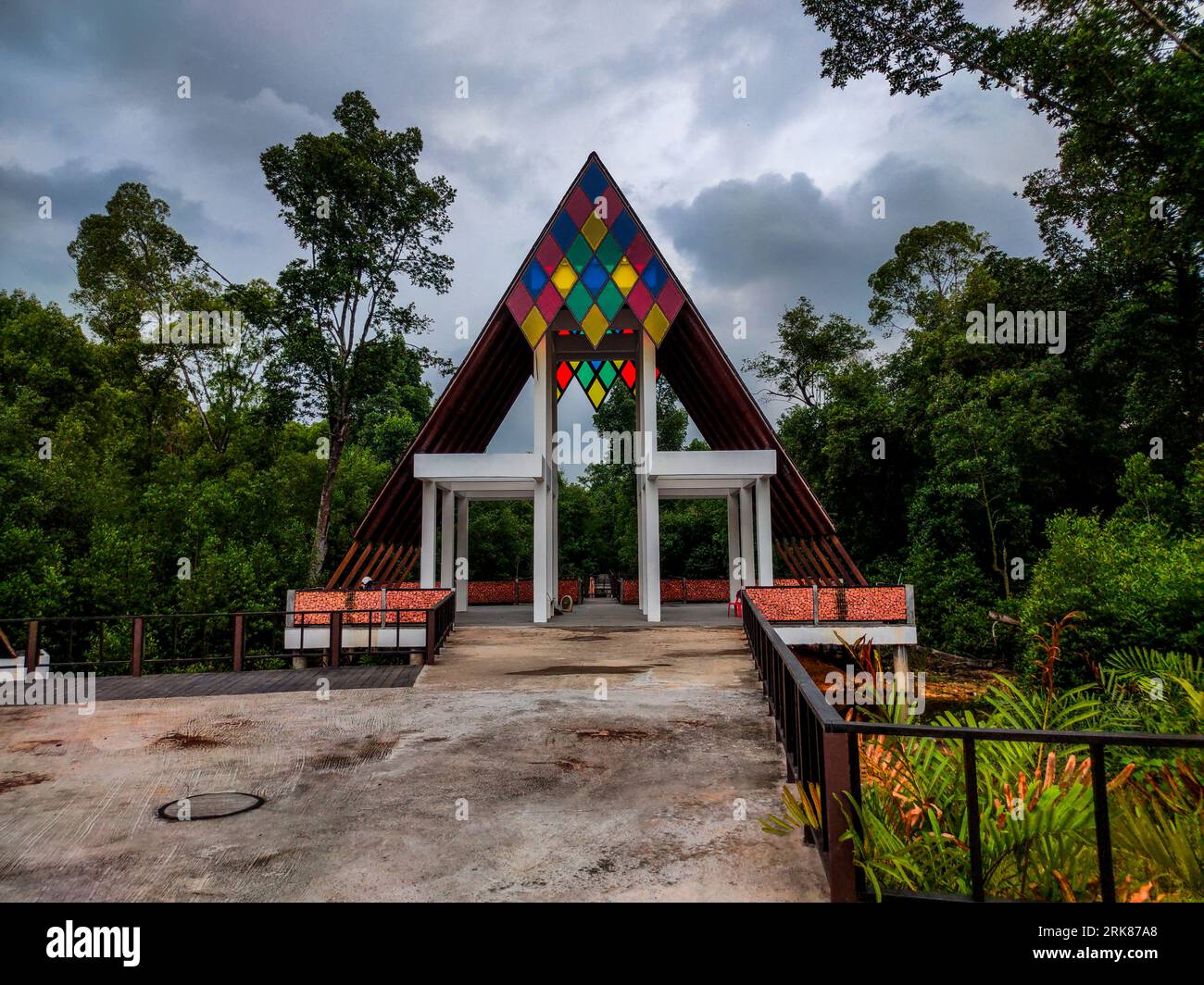 A scenic view of the mangrove point surrounded by trees in Klang ...