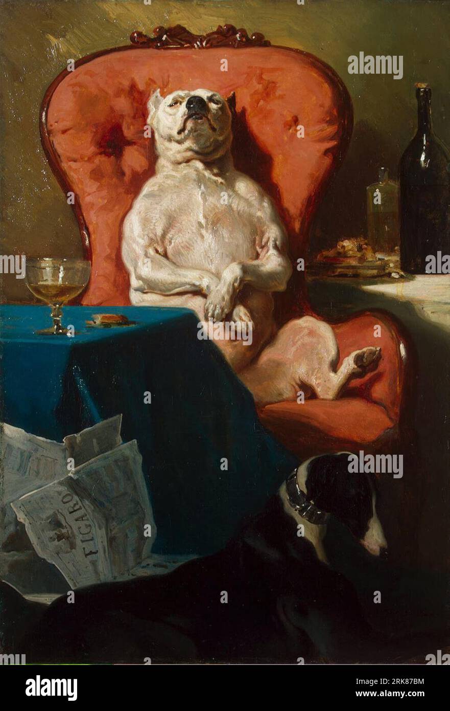 Pug Dog in an Armchair 1857 by Alfred de Dreux Stock Photo - Alamy